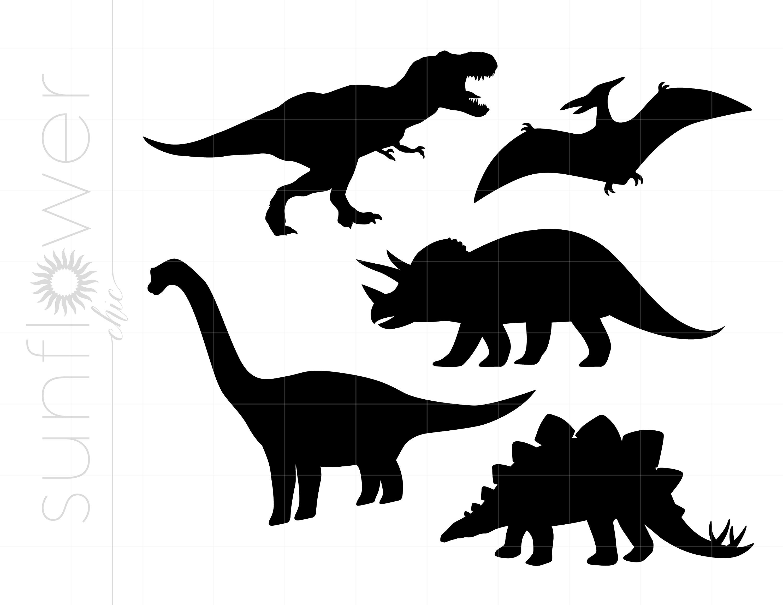 Dinosaur Silhouettes Svg Dinosaur Clipart Dinosaur Etsy