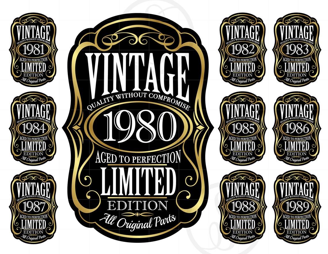 Gold Vintage 1980's SVG Vintage 1980-89 SVG Clipart - Etsy