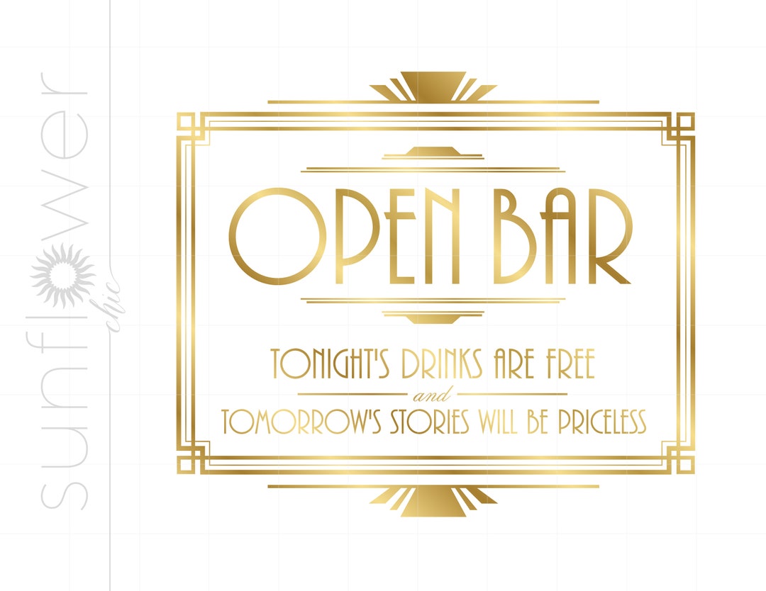 Art Deco OPEN BAR Sign Svg Cut Files, Art Deco Open Bar Cut File ...