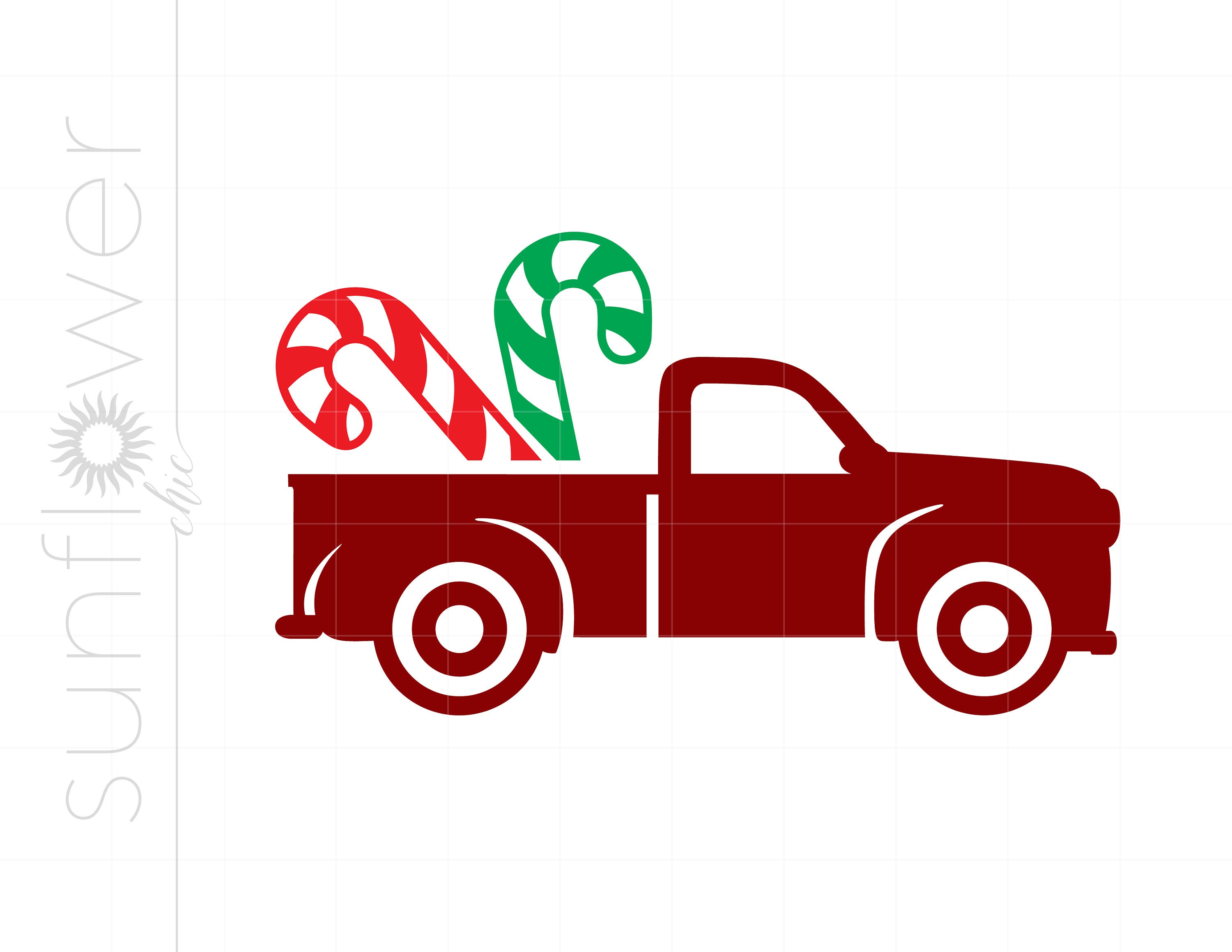 Candy Cane Pick up Truck SVG Christmas Candy Cane Truck Cut - Etsy