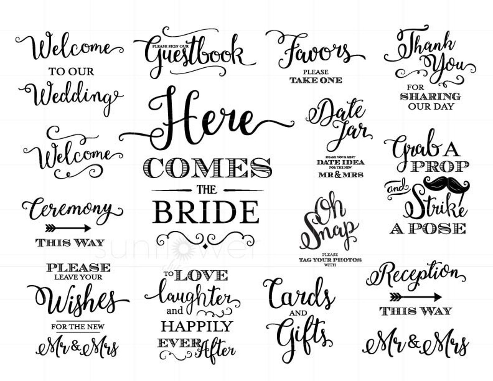Wedding SVG Bundle Wedding Signs Svg Wedding Signage Art - Etsy