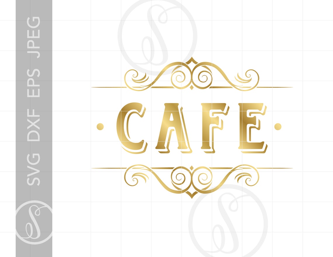 Gold CAFE Svg Print and Cut Files CAFE SVG Dxf Eps Cafe - Etsy