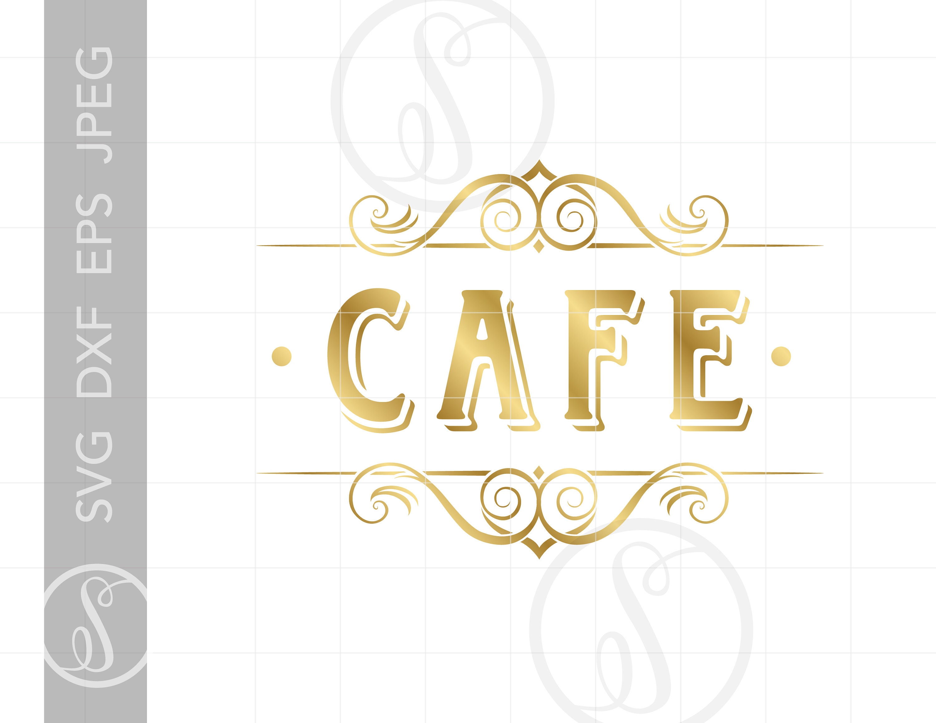 Gold CAFE Svg Print and Cut Files CAFE SVG Dxf Eps Cafe - Etsy