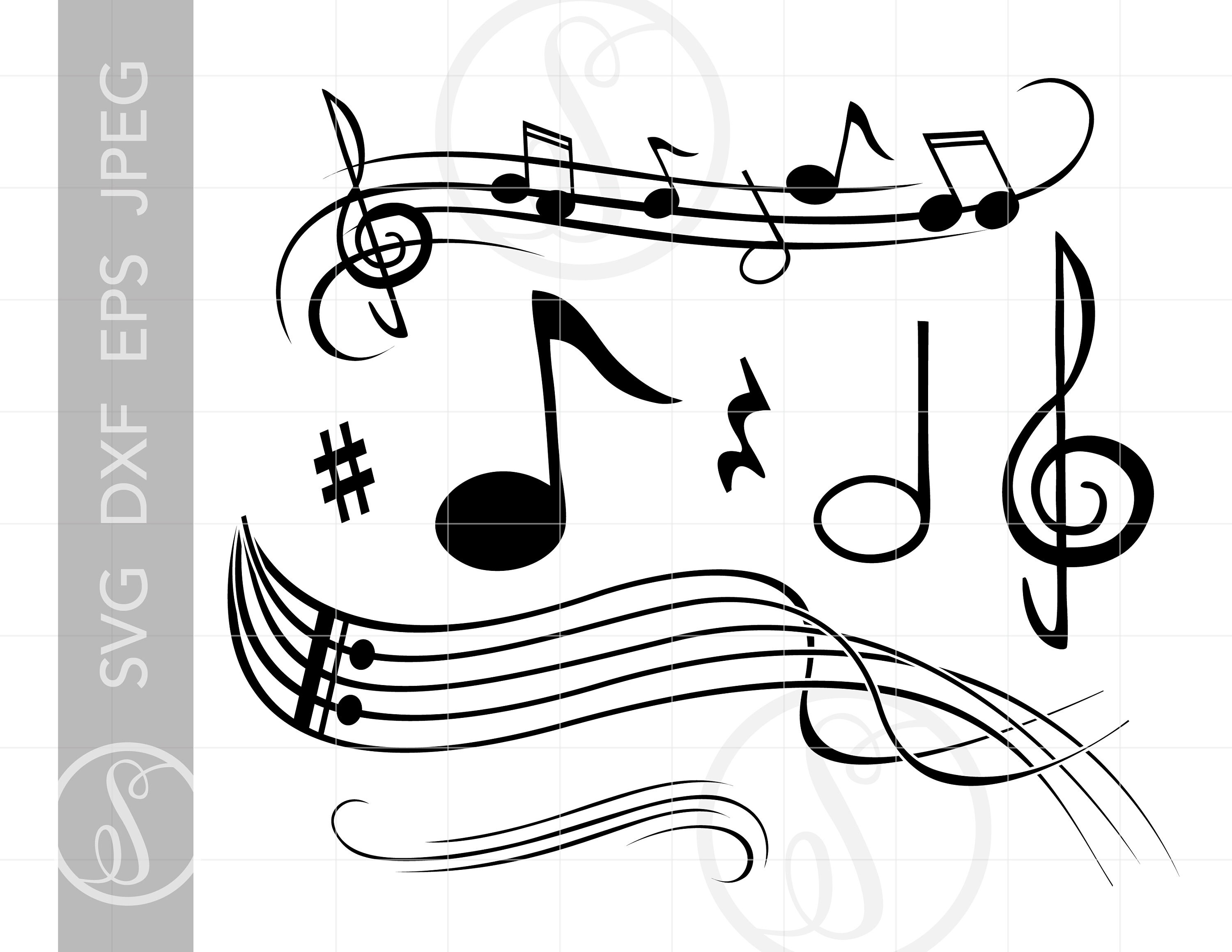 Music Notes Silhouette Cut Files Clipart Downloads Music | Etsy