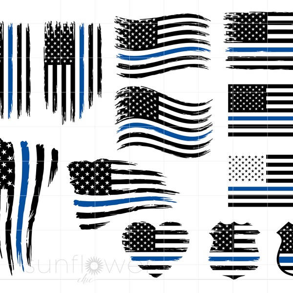 Thin Blue Line Flag Svg - Etsy