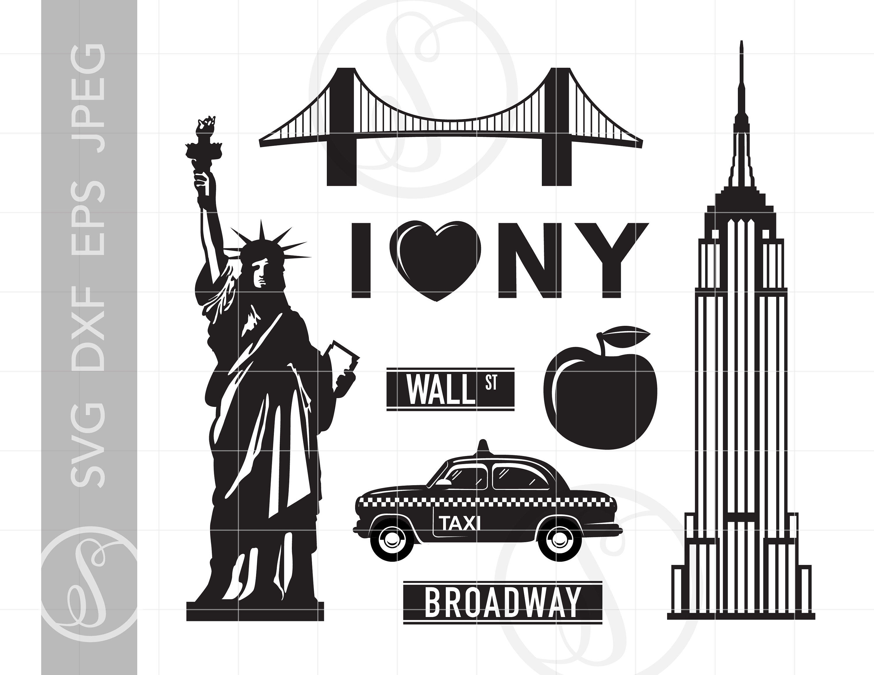 NEW YORK Svg Cut File Clipart Downloads New York Svg Dxf Pdf | Etsy