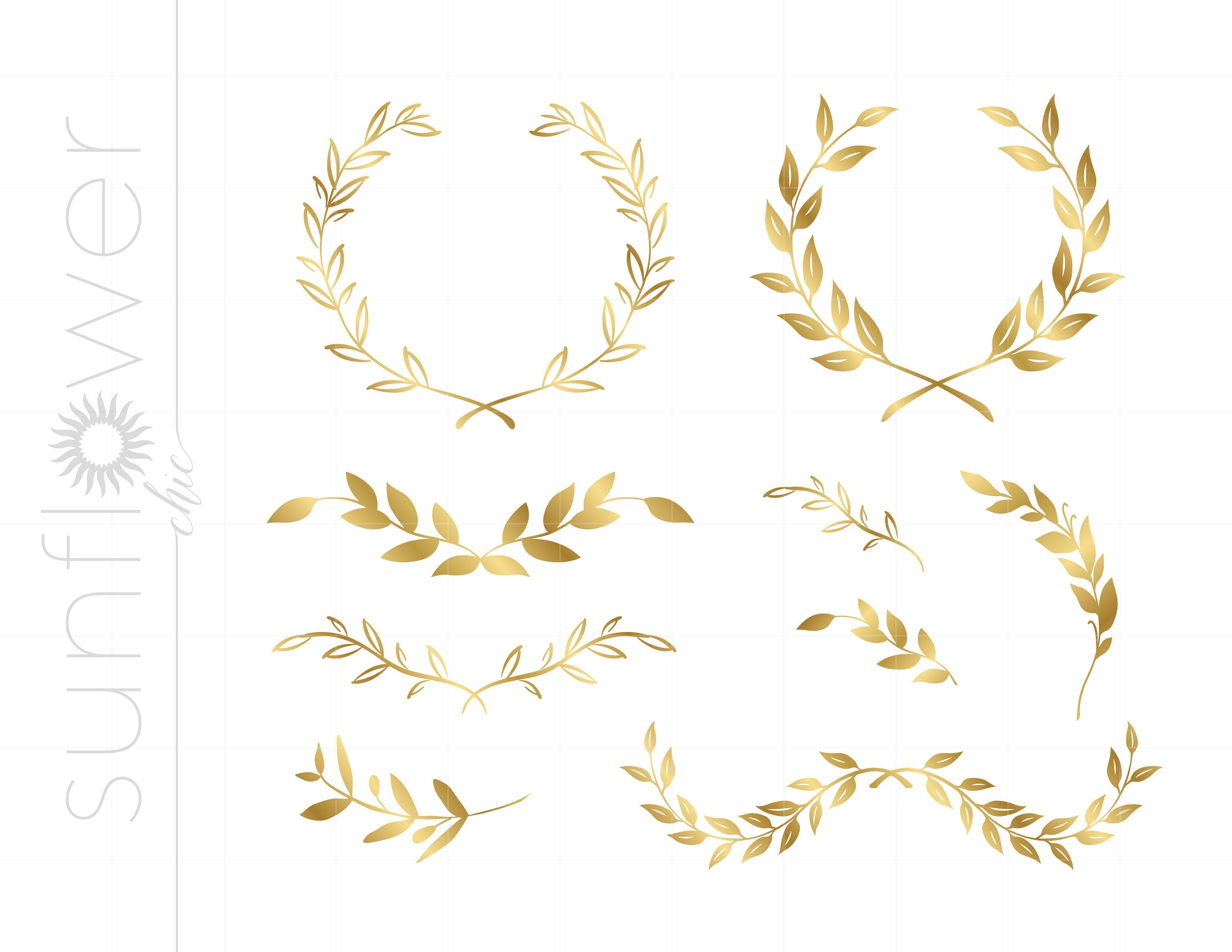 Gold Laurels SVG Clip Art Dxf Eps Jpeg Gold Filigree Accents - Etsy