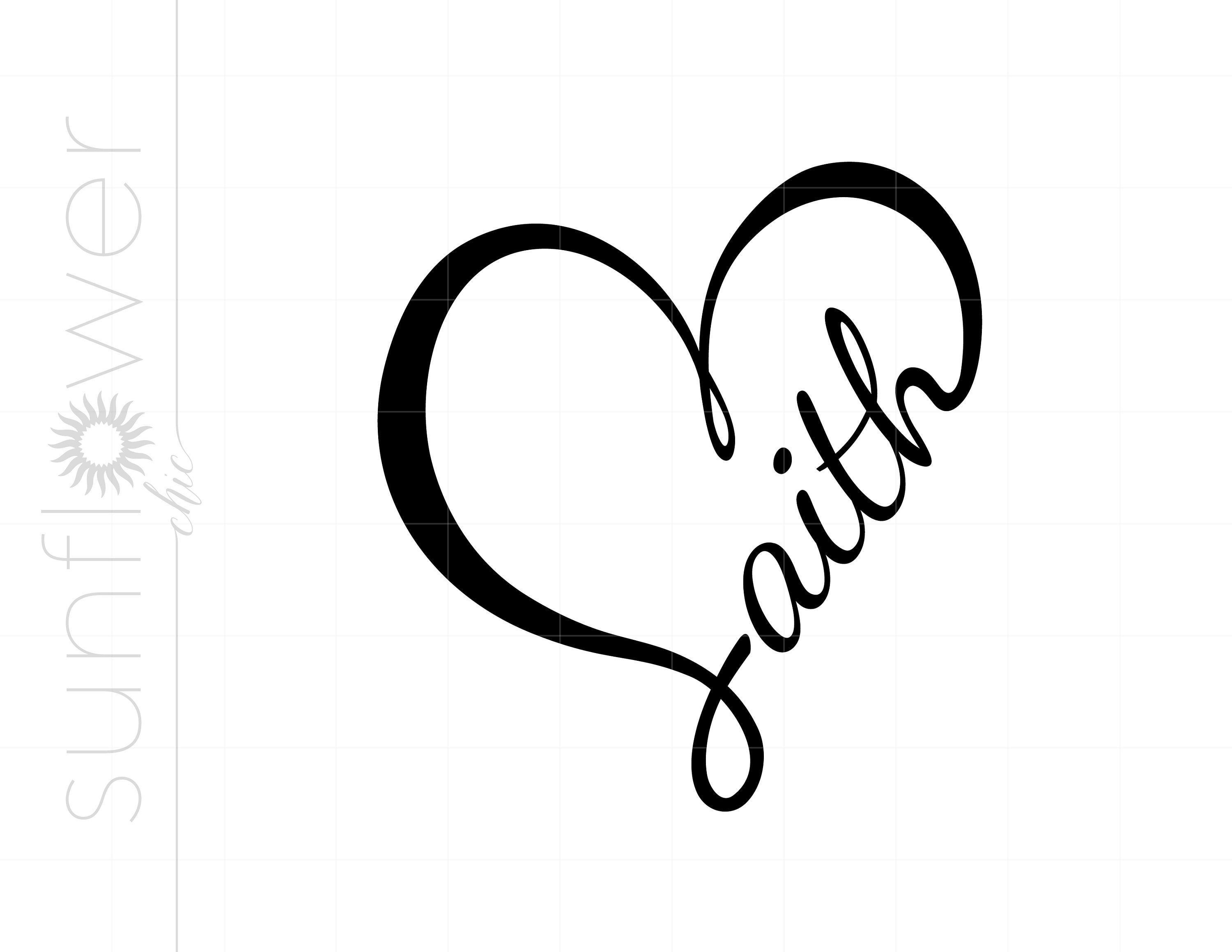 FAITH HEART Script Svg Cut Files Clipart Downloads | Faith Heart Svg ...