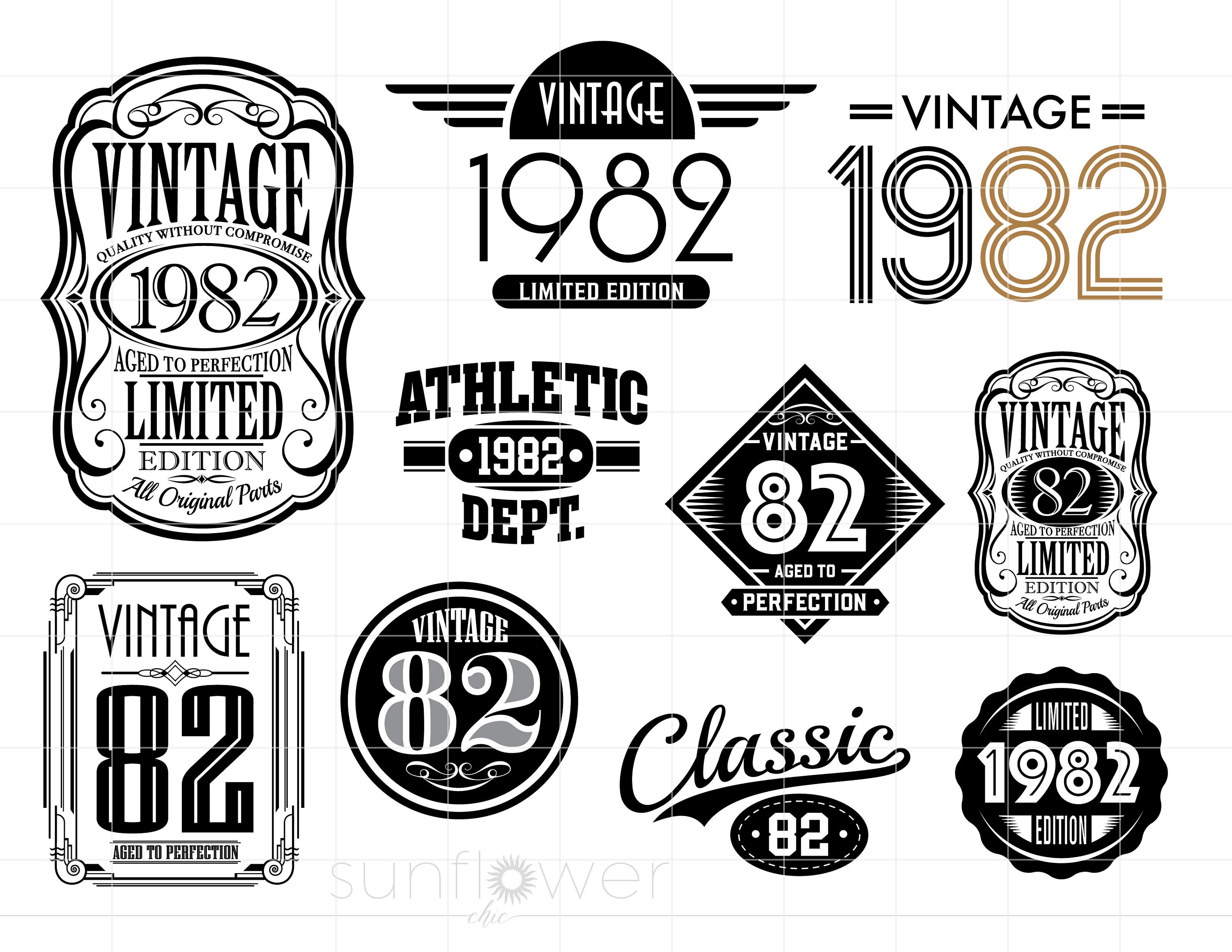 1982 SVG Bundle Downloads 1982 SVG Clipart Designs 1982 - Etsy