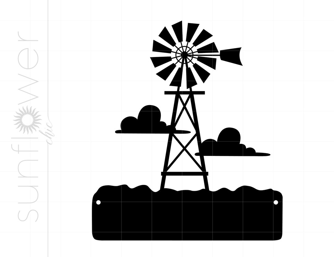 Windmill Sign Template SVG Cut File | Windmill Silhouette Download ...