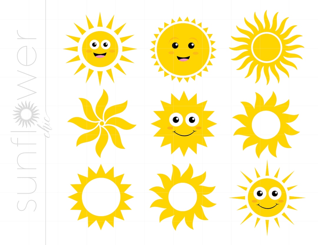 Sunshine Smiles SVG Download, Smile Face Sun Clipart, Sun Silhouette ...