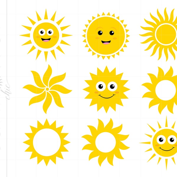 Sunshine Smiling Face Svg - Etsy