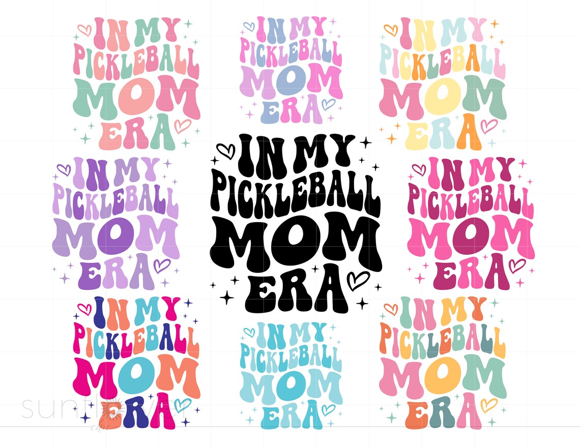 In My Pickleball Mom Era Svg Bundle, Groovy Letters Pickle Ball Shirt ...