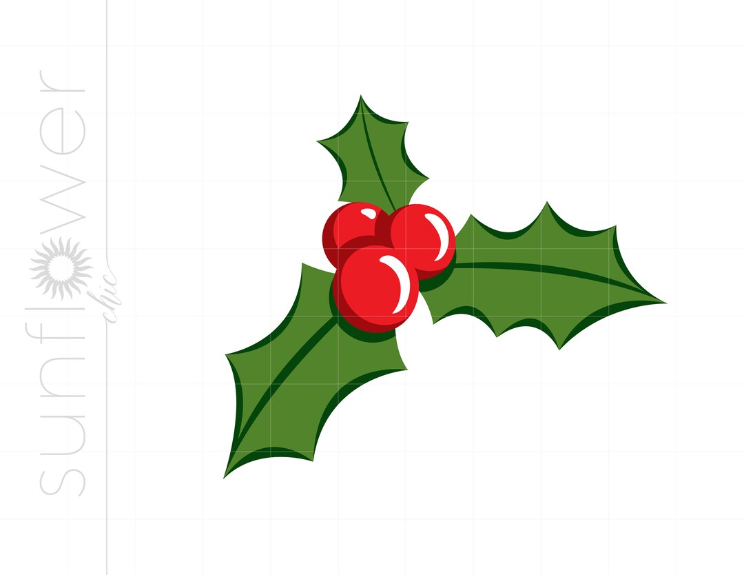 Christmas Holly SVG | Vector Holly Clipart | Holly Silhouette Cut File ...