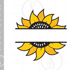 Split Sunflower SVG Split Sunflower Silhouette Cut File - Etsy