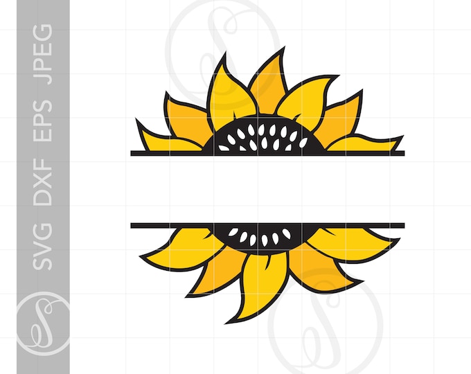 Sunflower Split Frame Svg Flower Frame Border Floral Banner Outline Png ...