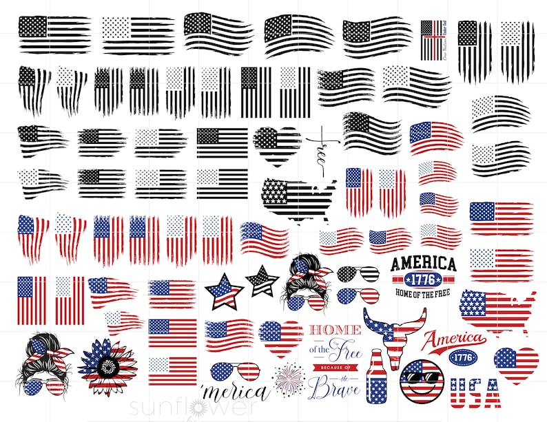 American Flag Svg Patriotic Svg Bundle Distressed US Flag - Etsy