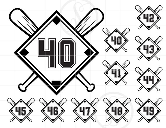 Baseball Numbers 40-49 SVG Baseball Diamond SVG Cut File - Etsy