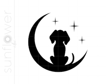 Dog Moon Silhouette - Etsy