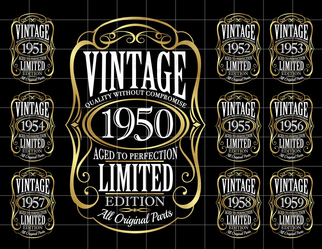 1950's SVG | Vintage 1950-59 SVG Clipart | Gold Aged to Perfection Cut ...