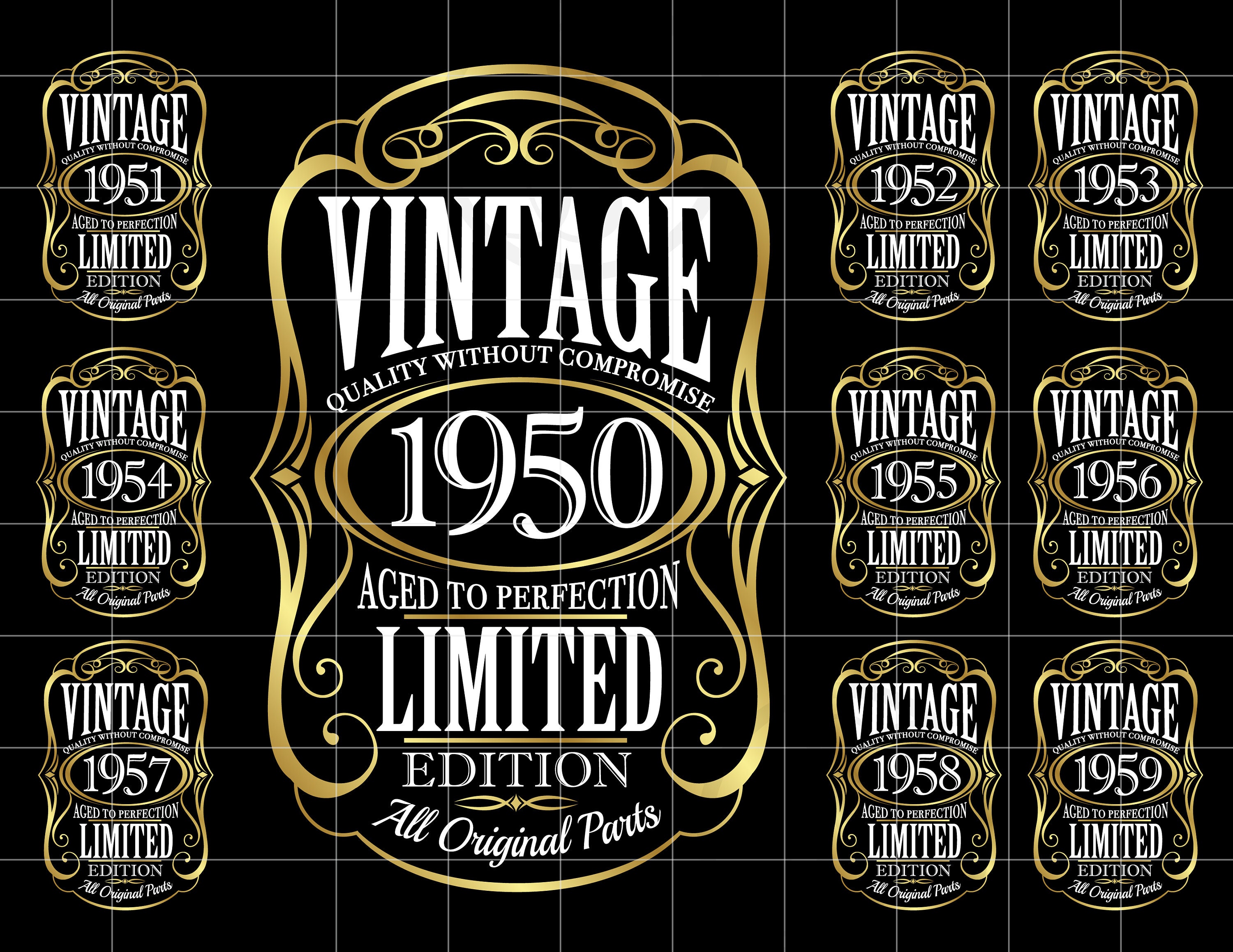 1950's SVG Vintage 1950-59 SVG Clipart Gold Aged to - Etsy Canada
