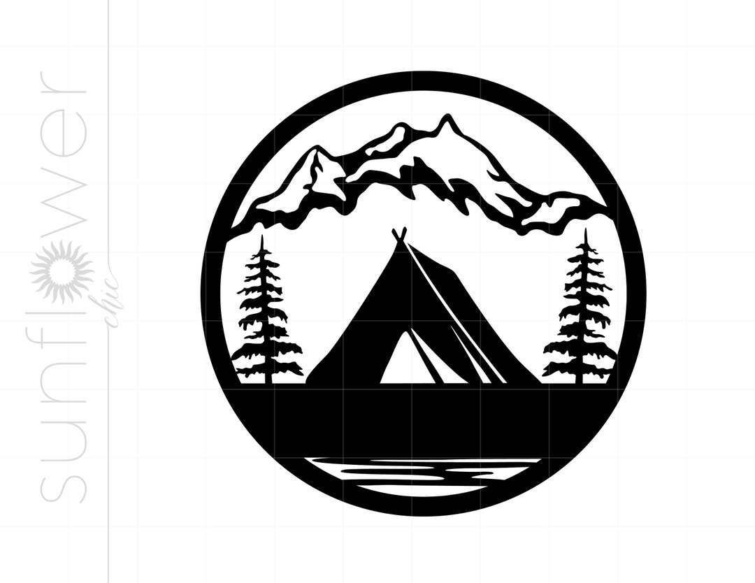 Mountains Camping Monogram Design SVG | Tent Mountain Silhouette ...