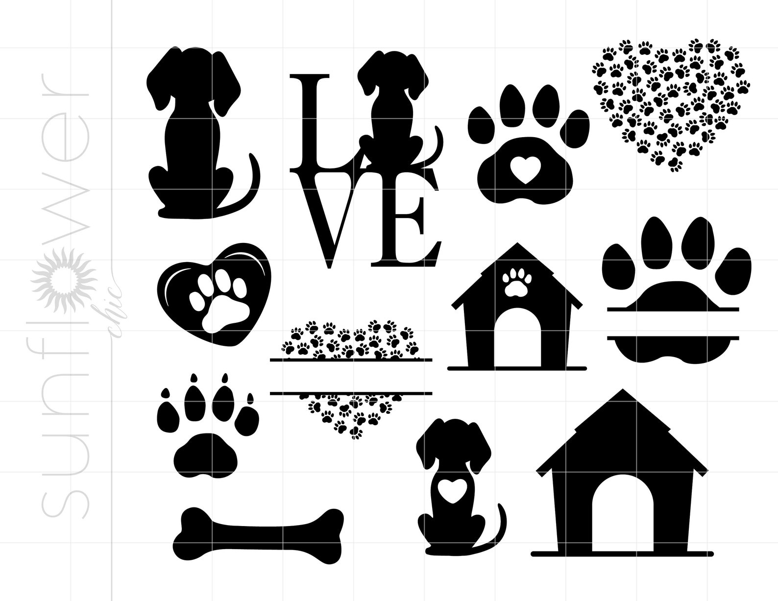 Puppy Paw Print Svg Dog Print Svg Cut Files Dog House Svg - Etsy