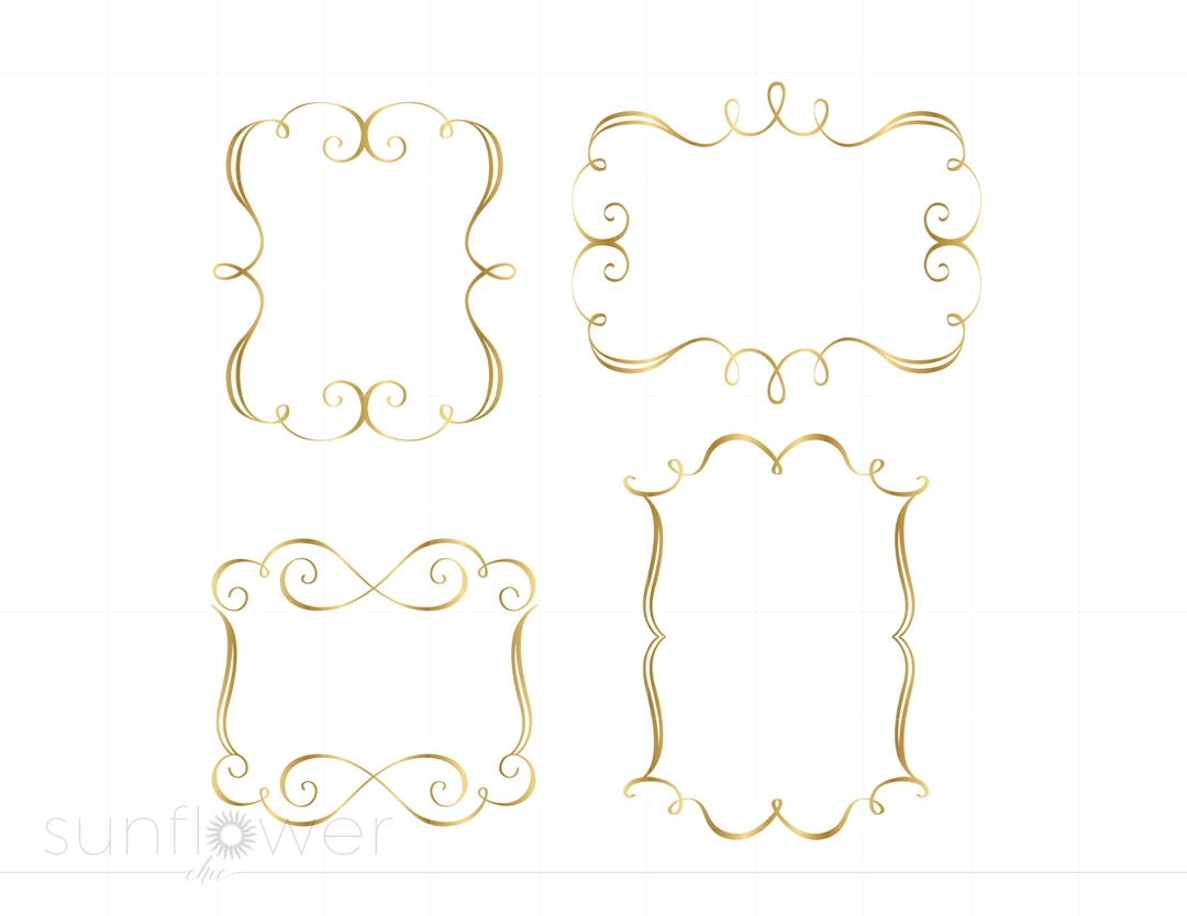 Gold SVG Clipart Borders Dxf Eps Jpeg | Gold Doodle Frames Cut File ...