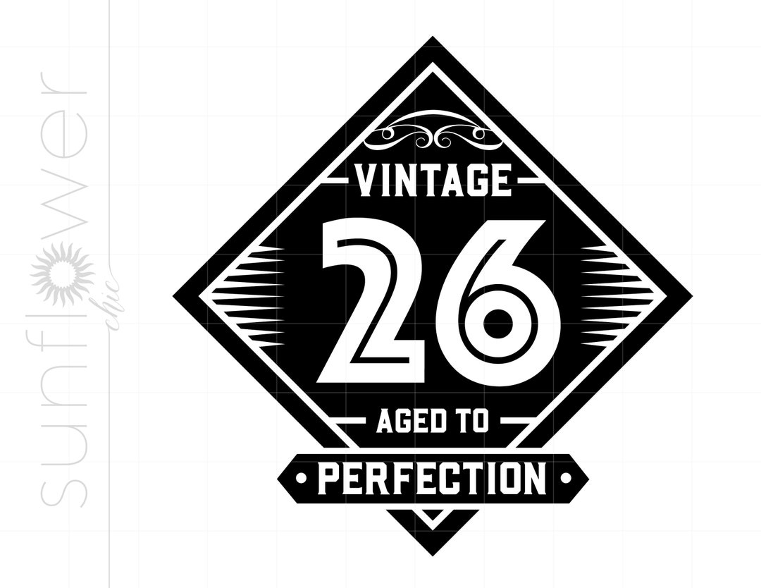 Vintage 26 SVG Clipart | Vintage 26 Cut File | Vintage 26 Aged to ...