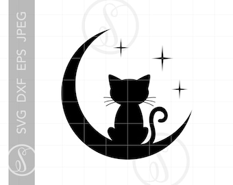 Moon Cat Clipart - Etsy