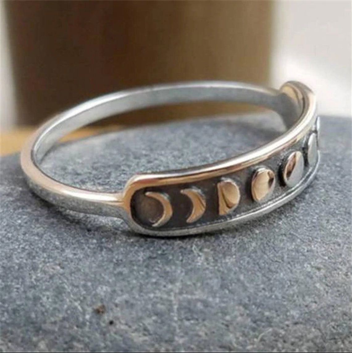 Phases of the Moon Ring Moon Ring Boho Ring Stackable Ring - Etsy