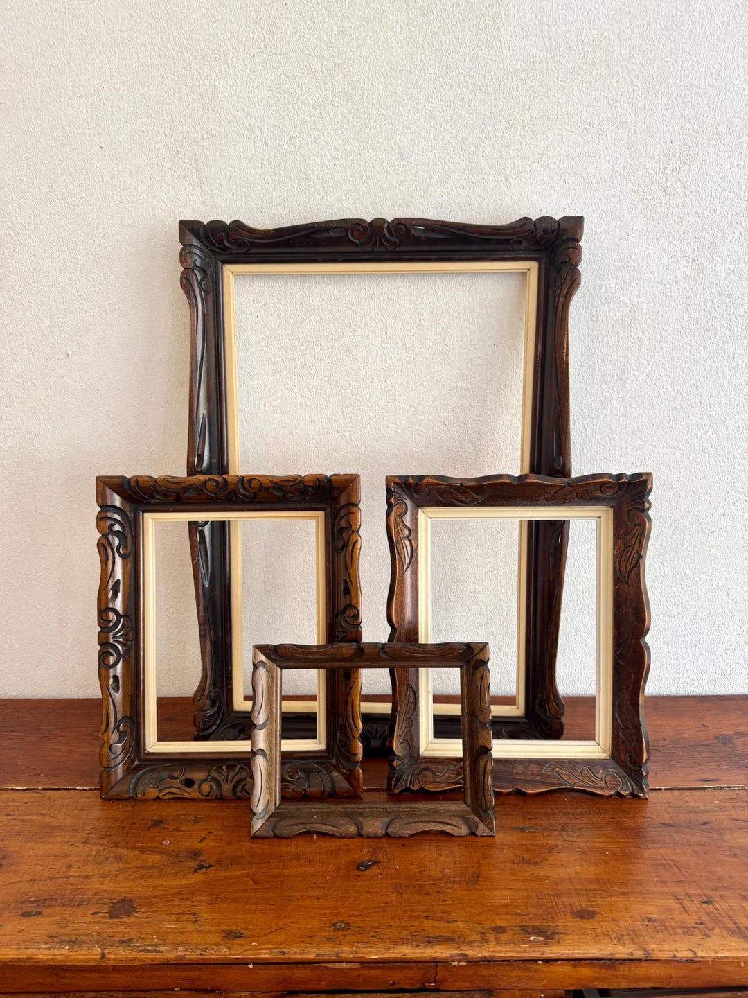 Vintage Wooden Frames, Set of Carved Wooden Frames, Vintage Photo ...