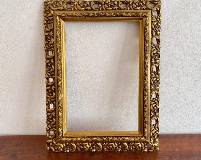 Antique Gold Frame for a Painting, Gold Gesso Frame, Ornate Gesso Frame ...