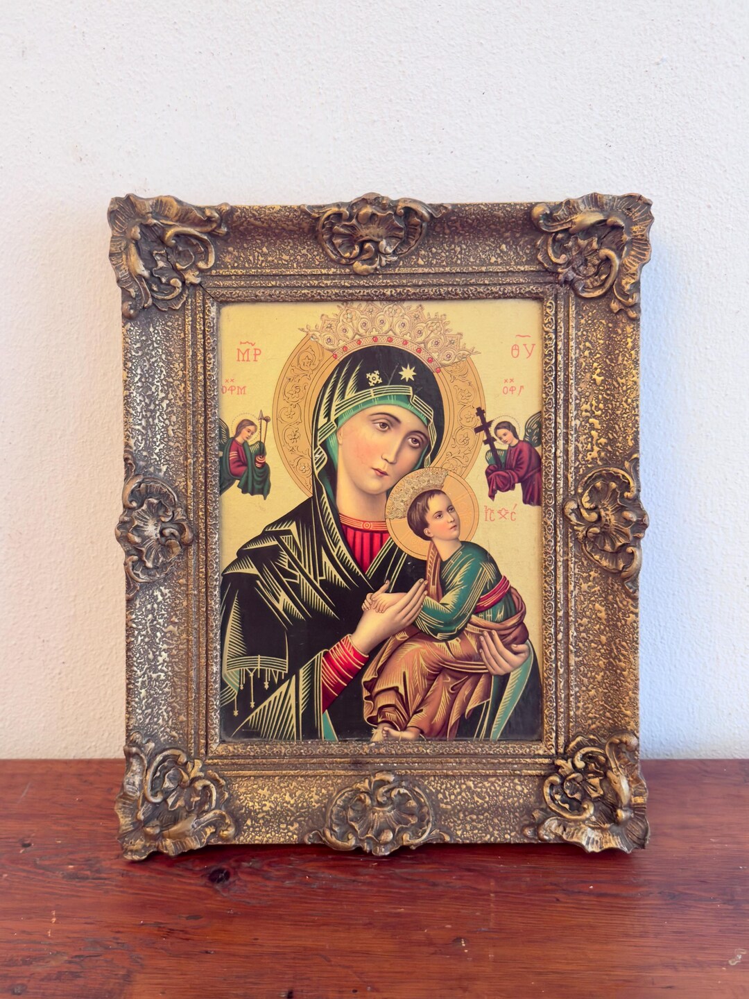 Antique Frame, Virgin Mary, Antique Gesso Frame, Antique Gold Frame ...