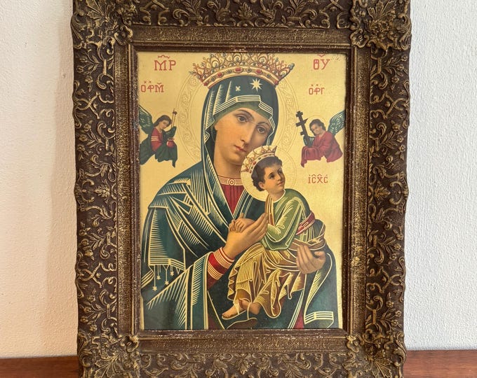 Antique Frame, Virgin Mary, Antique Gesso Frame, Antique Gold Frame ...