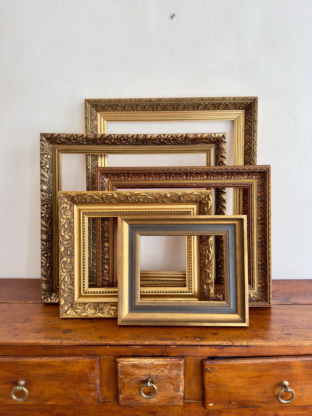 Set of 5 Vintage Gold Ornate Gesso Frames | Antique Gallery Wall Frame ...