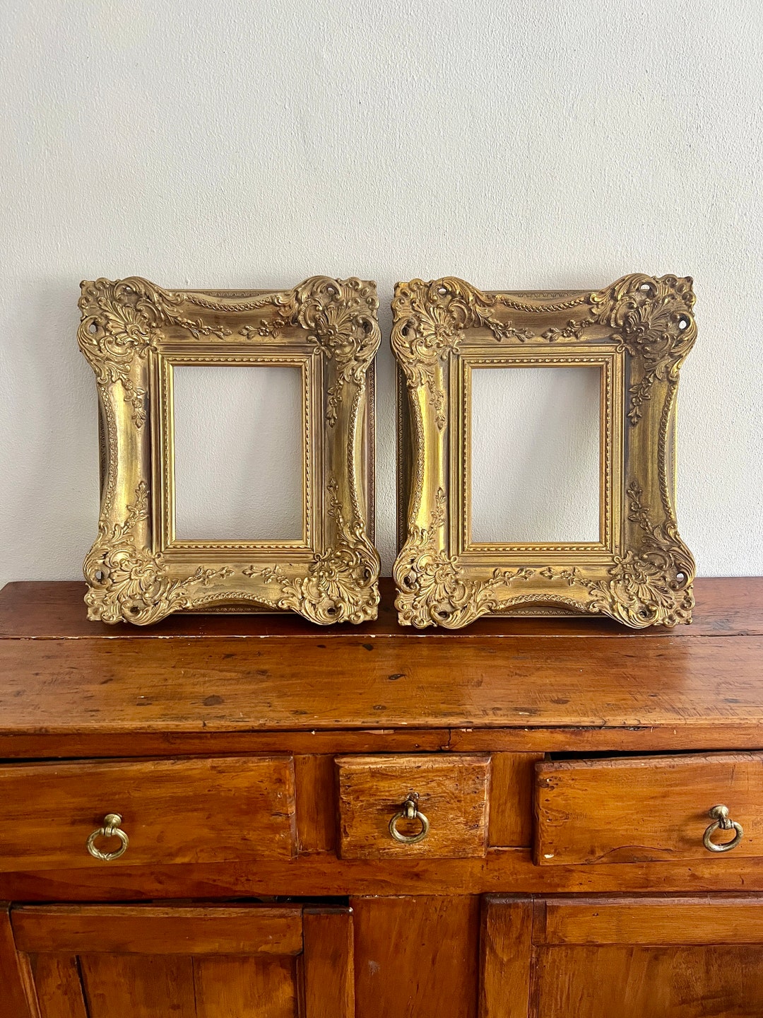 Vintage Gesso Frames, Pair of Gold Frames for Art, Set of Gesso Frames ...