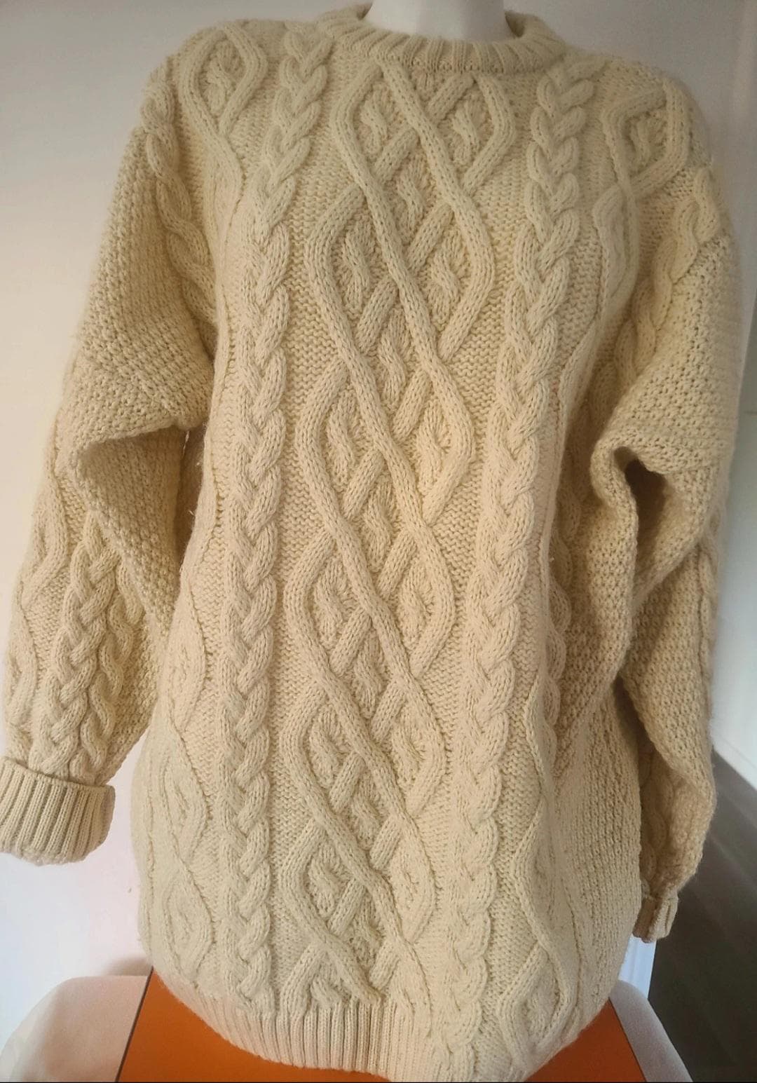 Kennedy Aran Cable-knit Wool Sweater - Etsy