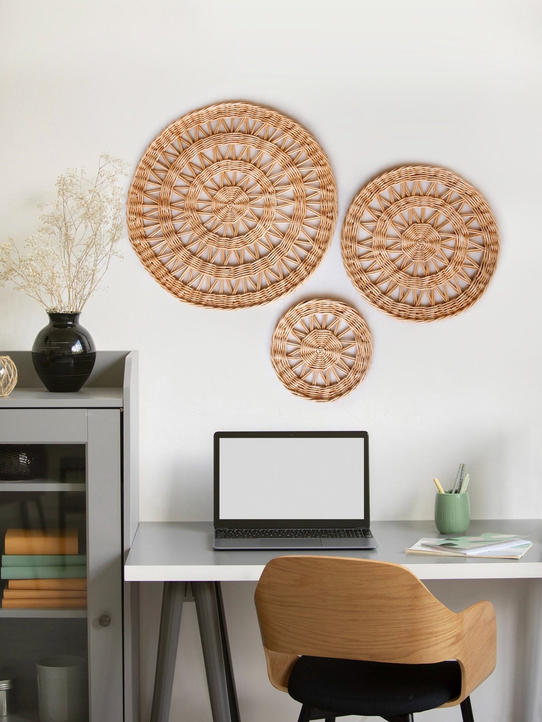 Rattan Round Basket Wall Hanging Decor for Cozy Room - Etsy