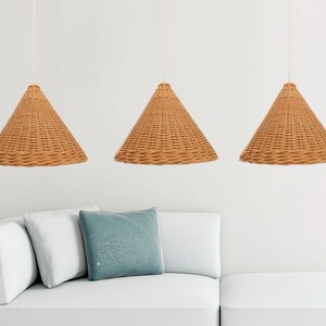 Rattan Lamp Shade Cone Pendant Lamp Shade Woven Pendant - Etsy