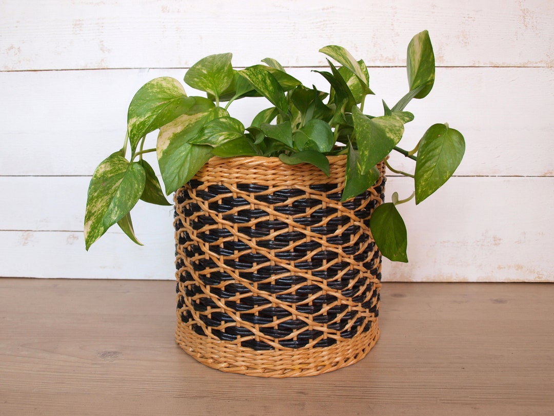 Large Plant Basket. Wicker Basket Planter. Indoor Planter. Boho Planter ...