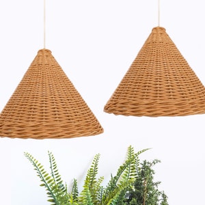 Rattan Lamp Shade Cone Pendant Lamp Shade Woven Pendant - Etsy