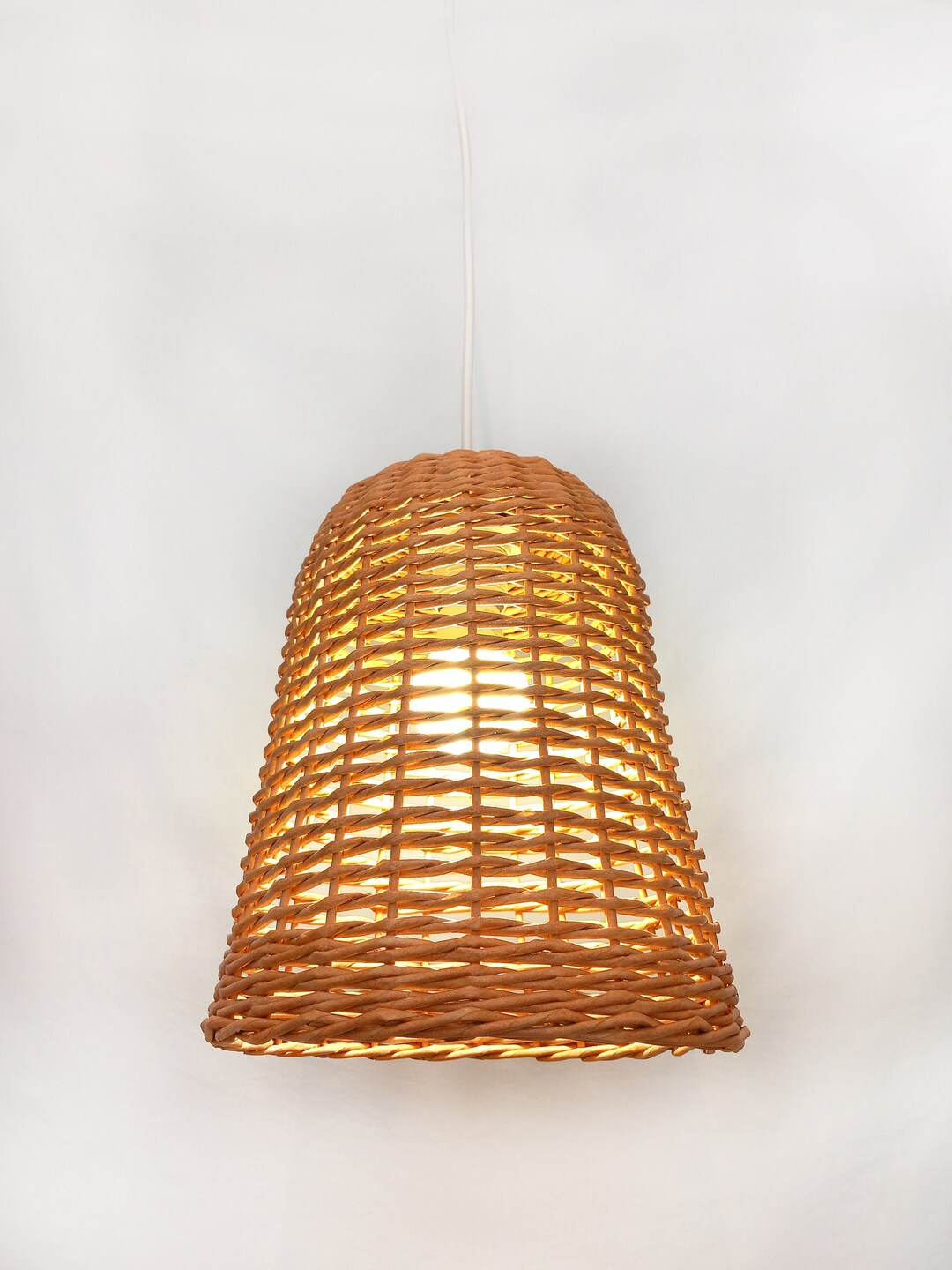 Rattan Pendant Lamp Shade, Fish Trap Lamp, Living Room Light, Kitchen ...