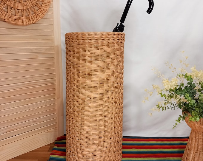 Wicker Umbrella Stand, Umbrella Holder, Tall Basket for Entryway. - Etsy