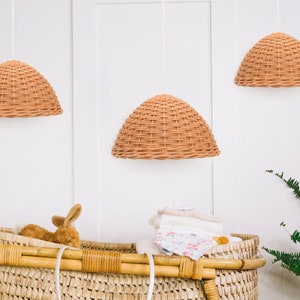 Small Rattan Pendant Light, Wicker Rattan Lampshade, Rattan Natural ...