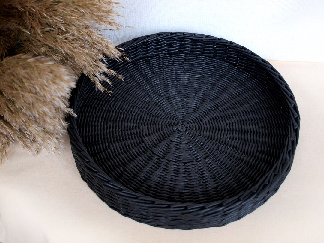 Woven Black Tray for Coffe Table Decor or Centerpiece Tray. - Etsy
