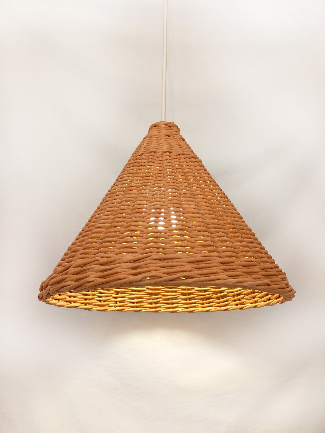 Rattan Lamp Shade, Cone Pendant Lamp Shade, Woven Pendant Light, Rattan ...