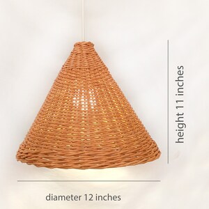 Rattan Lamp Shade, Cone Pendant Lamp Shade, Woven Pendant Light, Rattan ...