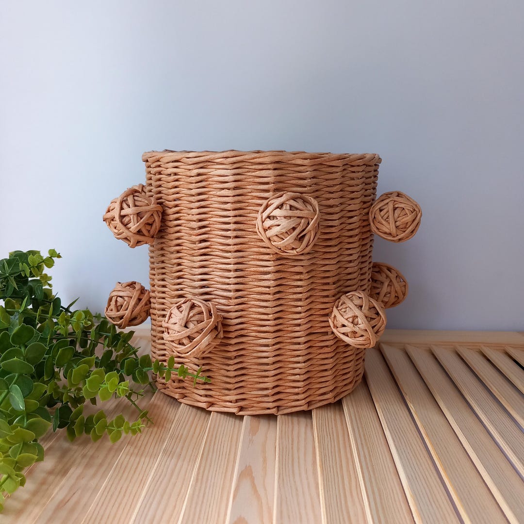Large Bubble Planter Basket – Woven Rattan Indoor Plant Holder - Etsy