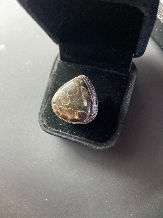Turtella jasper sterling silver ring size 8.5 | Etsy